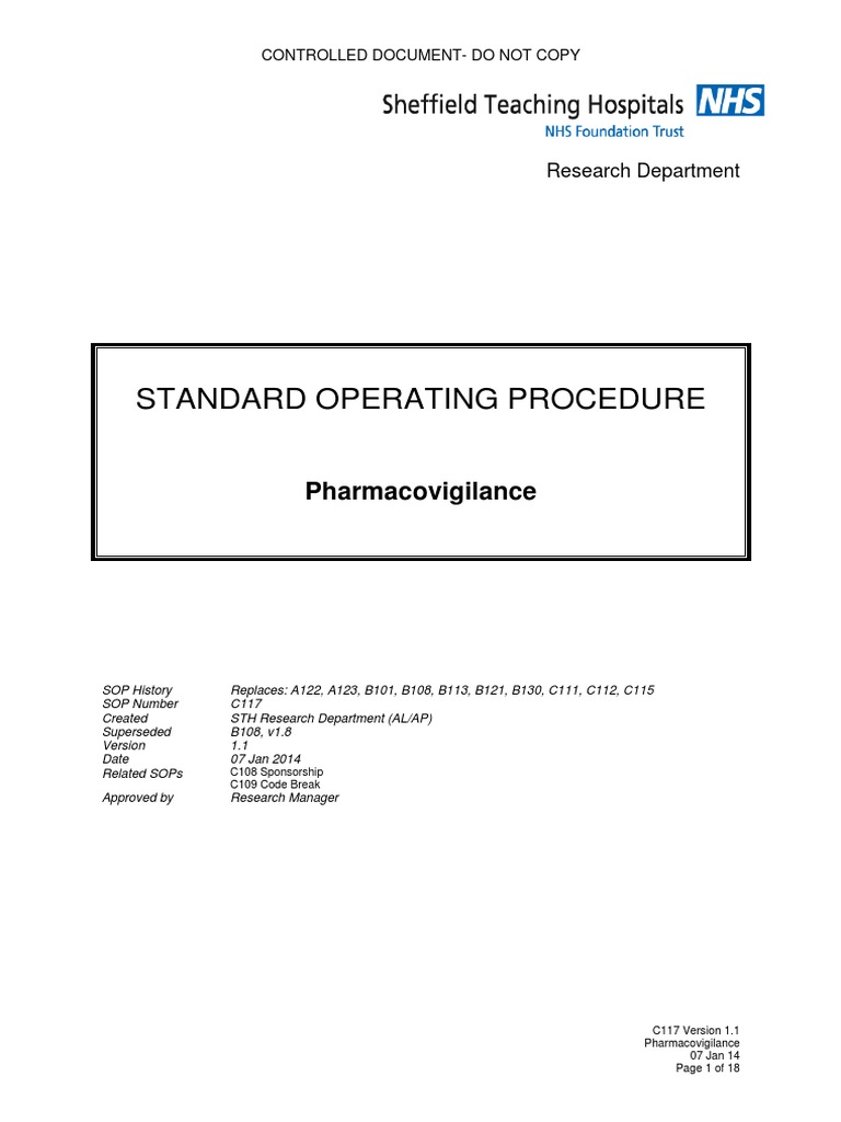 Pharmacovigilance SOP | Pharmacovigilance | Clinical Trial