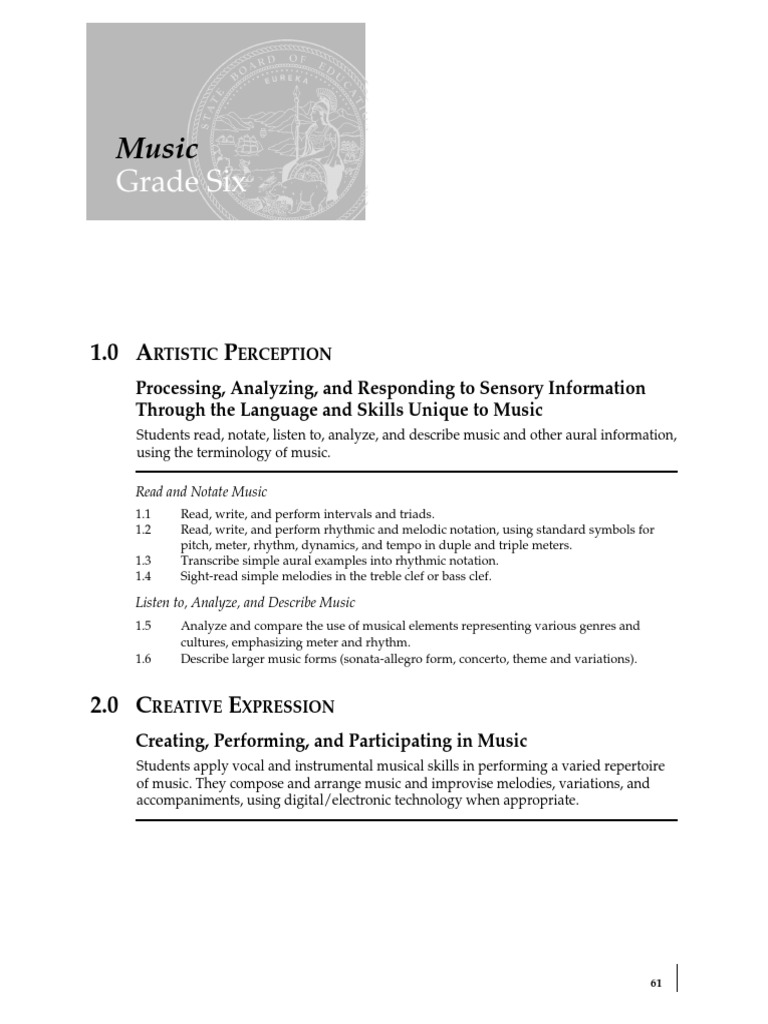 California Music Standards for Grades 6-7 | PDF | Musical Compositions ...
