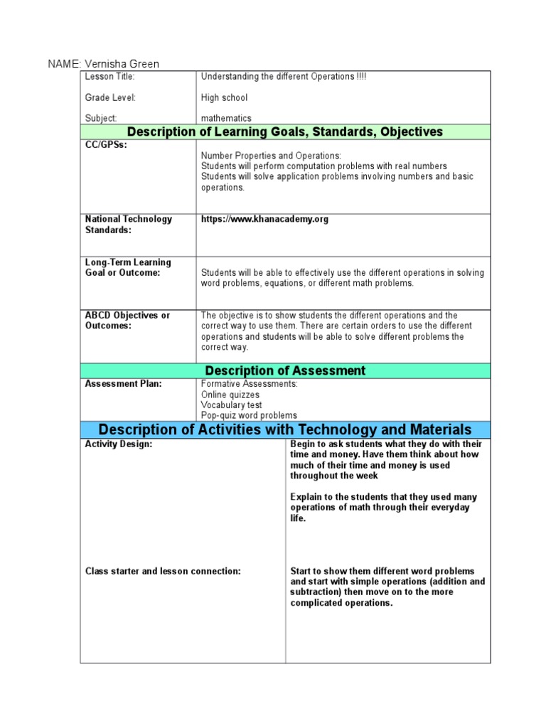 A4 Lesson Plan | Download Free PDF | Educational Assessment | Teaching ...