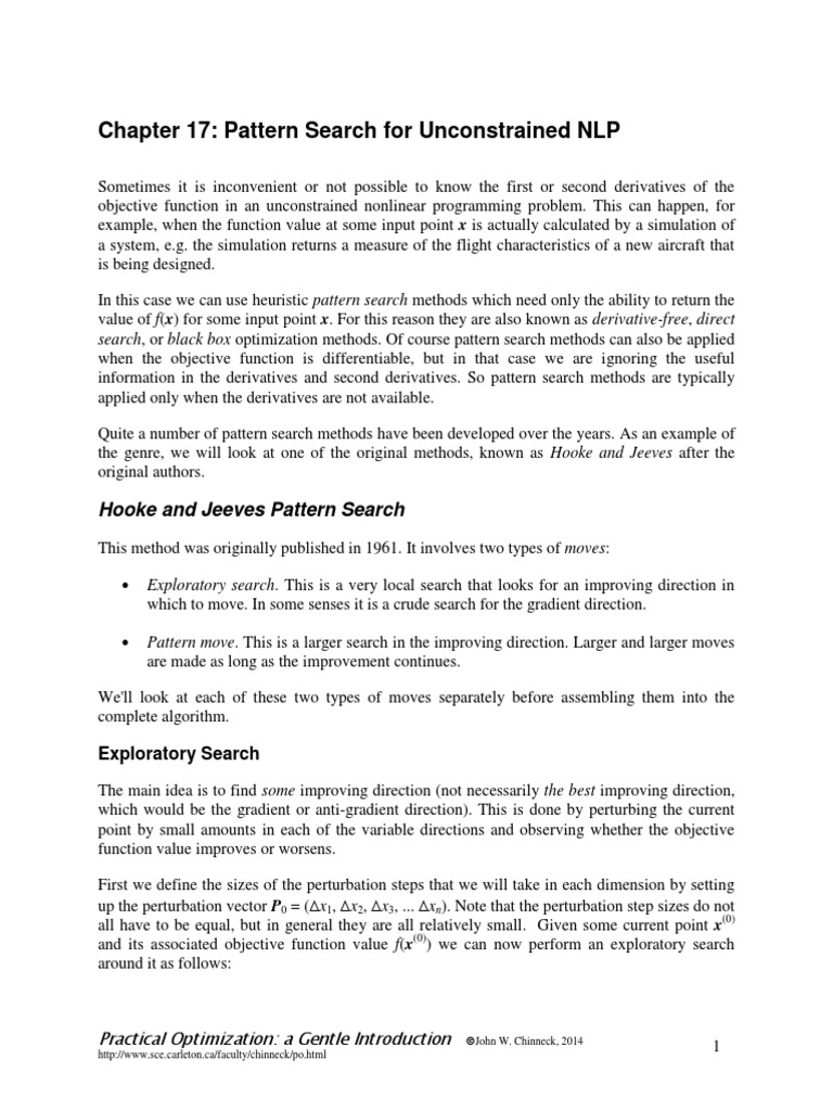 Chapter 17: Pattern Search For Unconstrained NLP | PDF | Mathematical Optimization | Applied ...