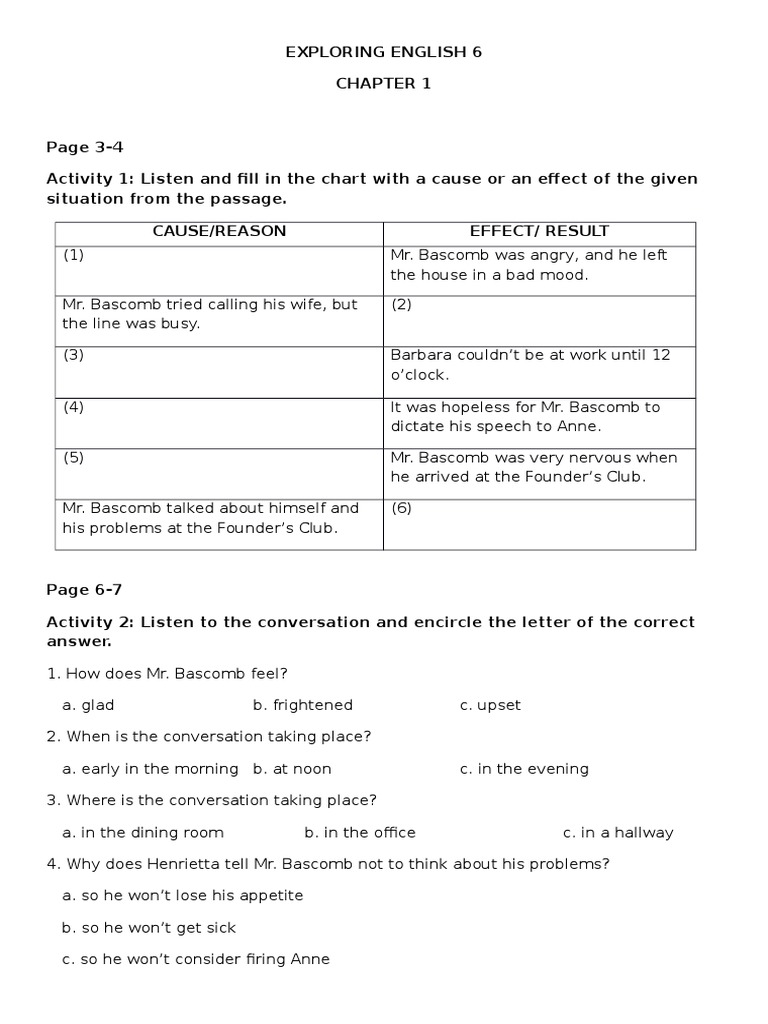 Listening Activity Book EE6 | PDF