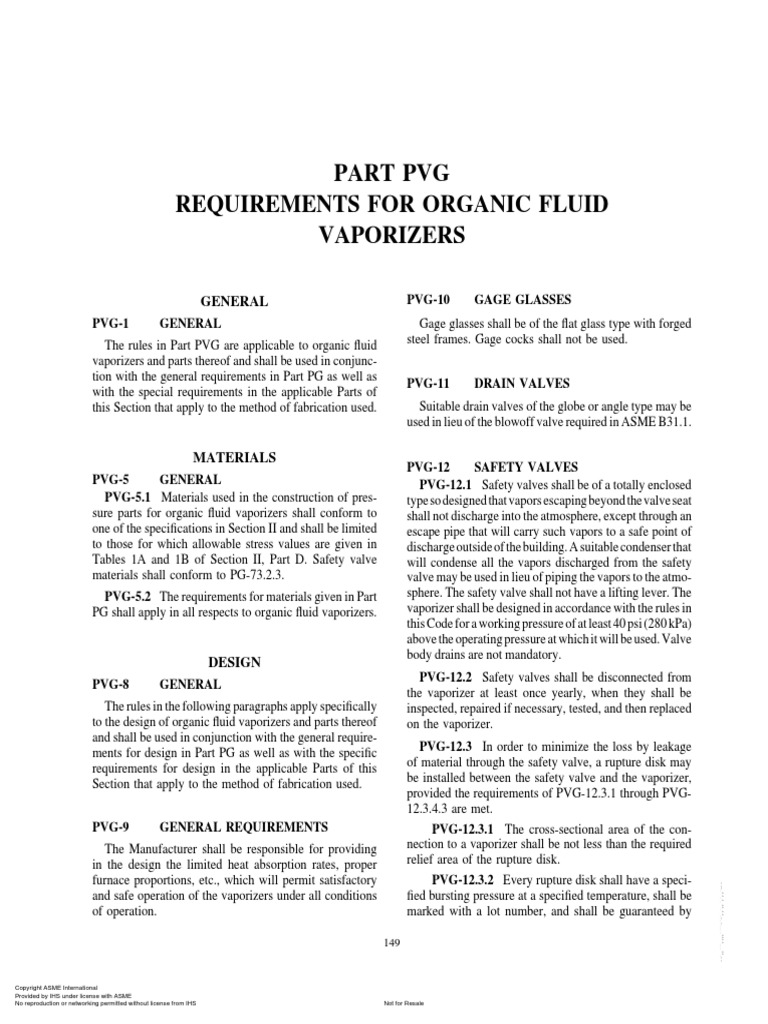 Part PVG Requirements For Organic Fluid Vaporizers | PDF | Valve | Pressure