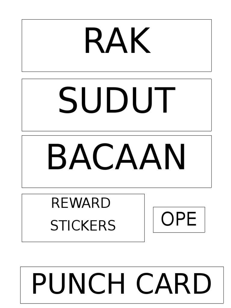 RAK Kasut Sudut Bacaan Bacaan: Reward Stickers | PDF