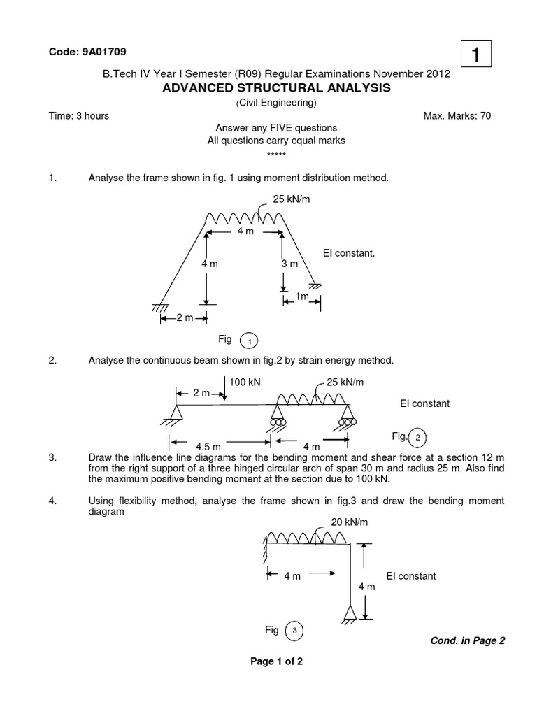 9A01709 Advanced Structural Analysis PDF | PDF | Beam (Structure ...