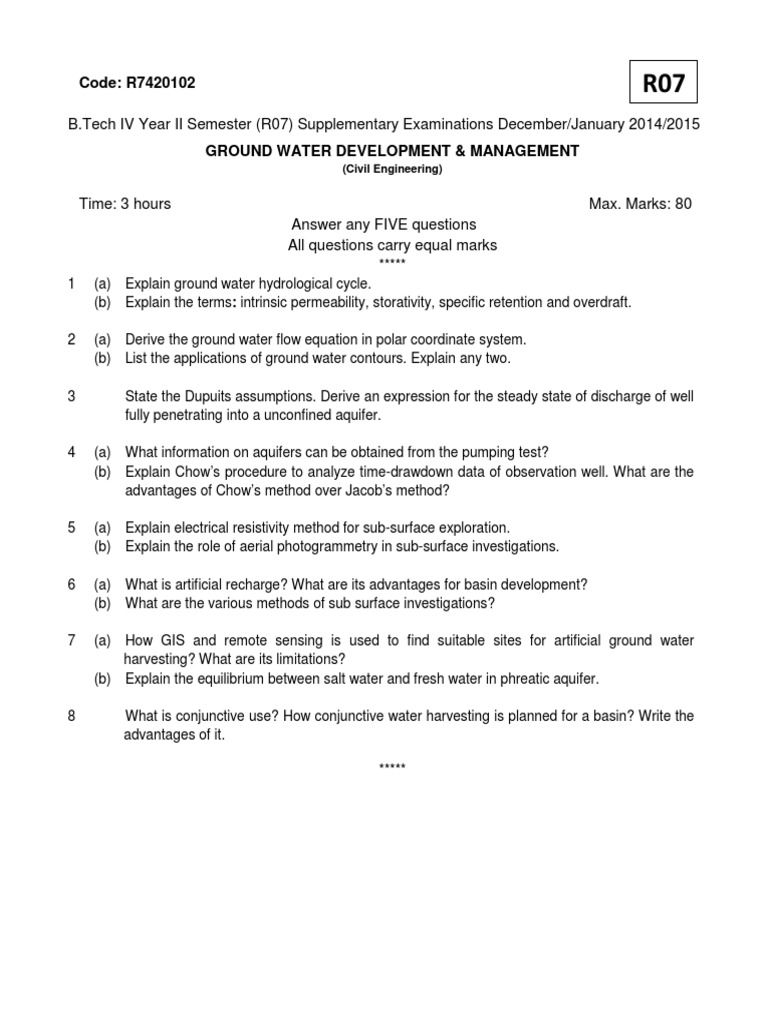 Ground Water Development Exam Guide | PDF