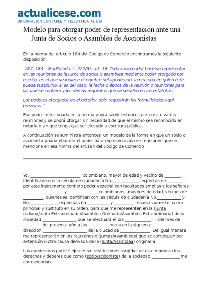Modelo para Otorgar Poder de Representacion | PDF