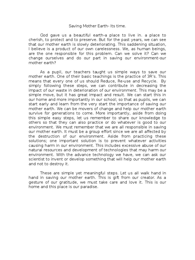 Saving Mother Earth | PDF