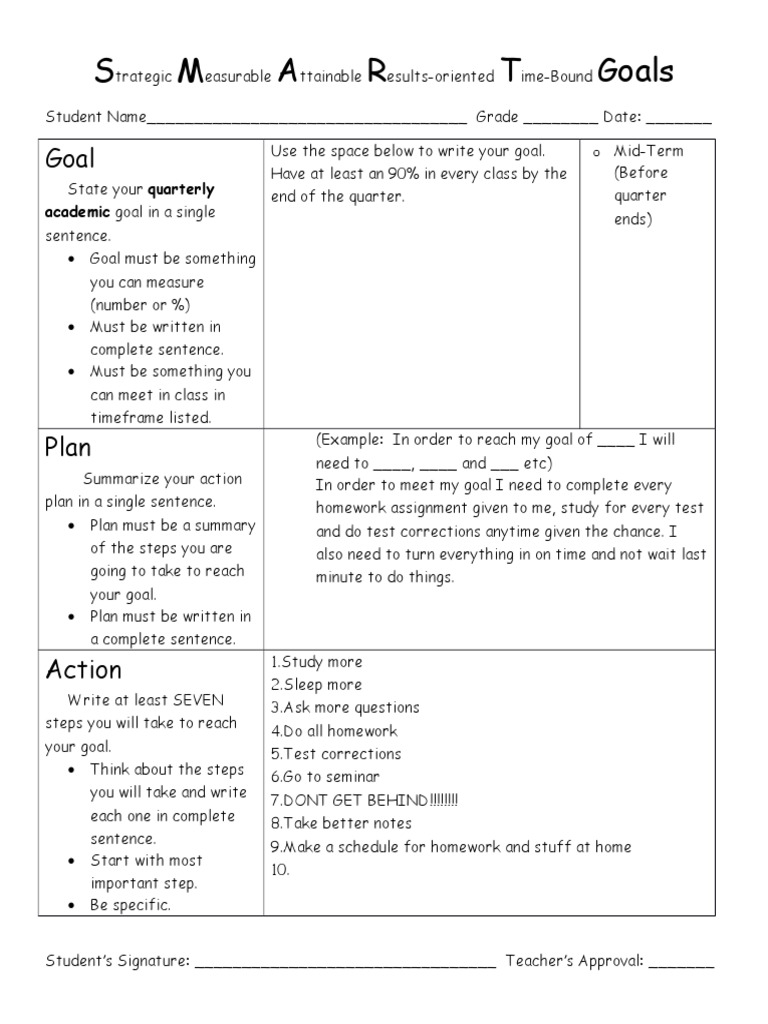 3rd Quarter Smart Goal | PDF | Homework | Quality Of Life