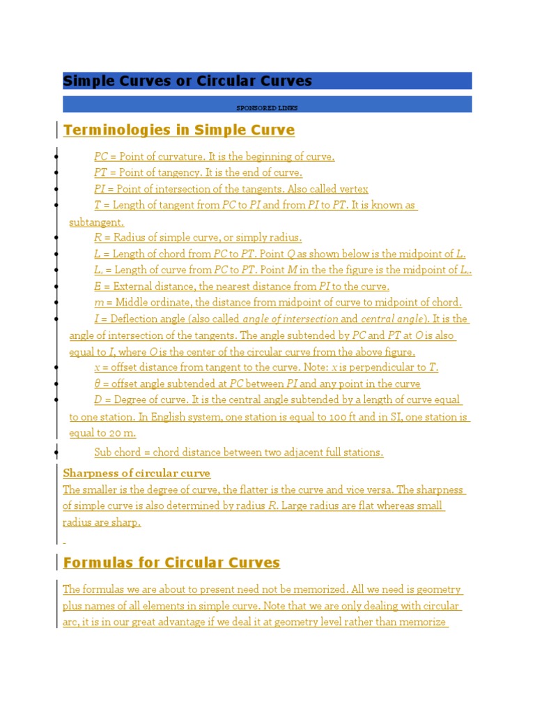 Simple Curves or Circular Curves 04 11 2015 | PDF