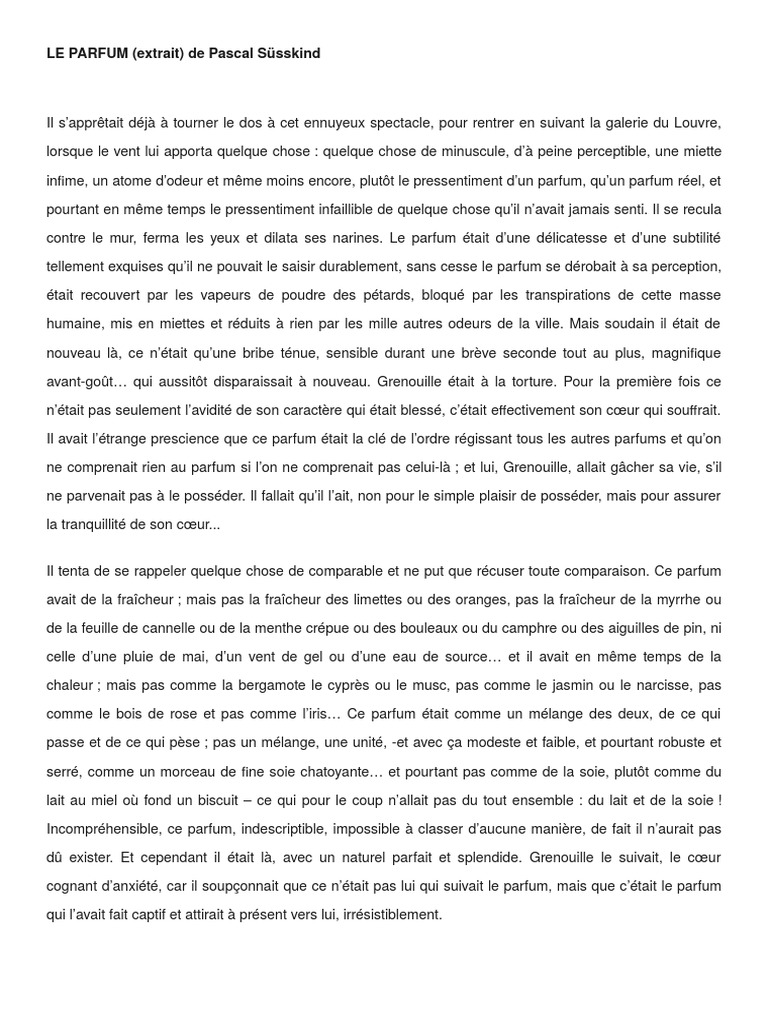 LE PARFUM Extrait Avec Corrige | PDF