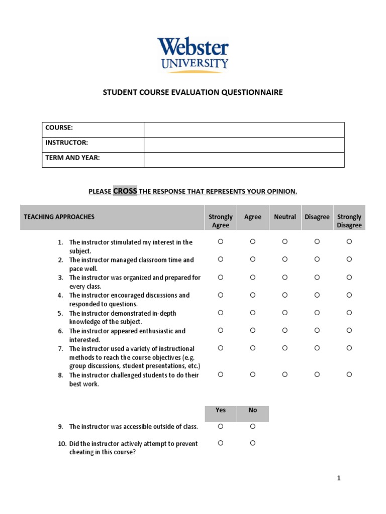 Student Course Feedback Form | PDF | Course Evaluation | Educational ...