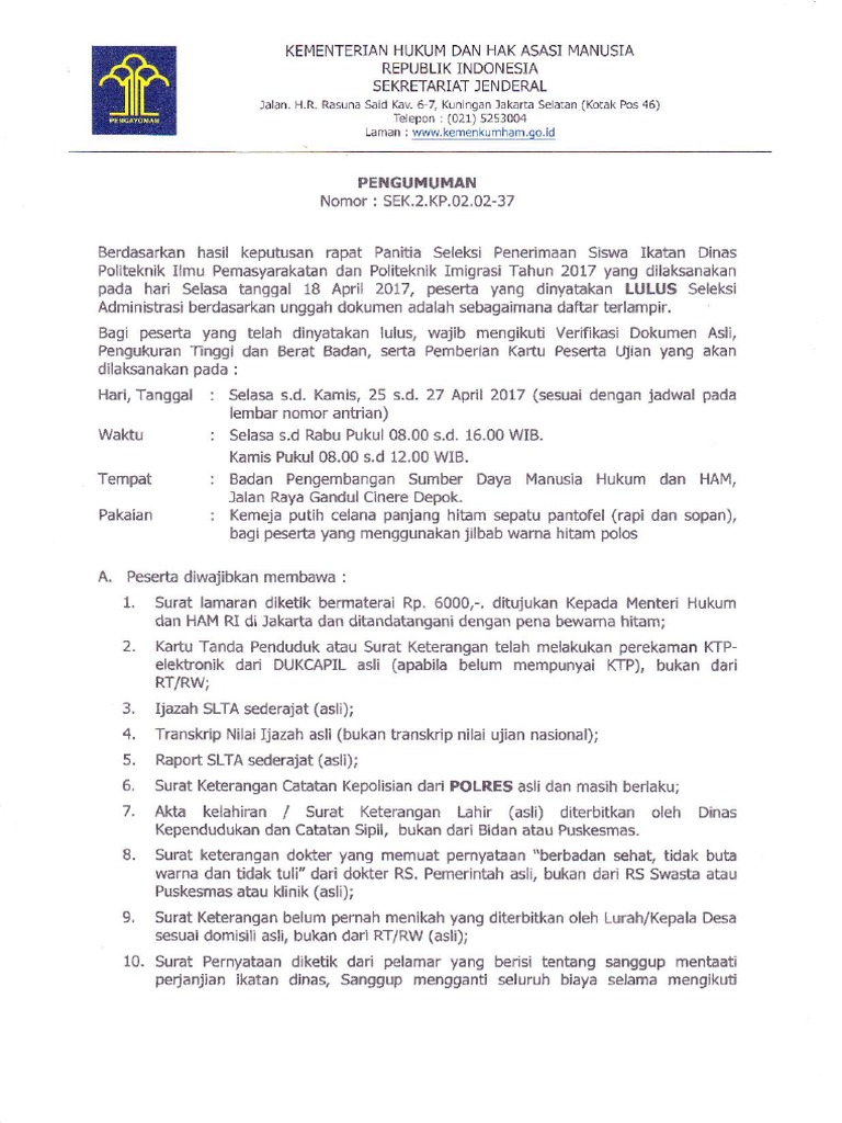 Kelulusan Administrasi 2017 | PDF