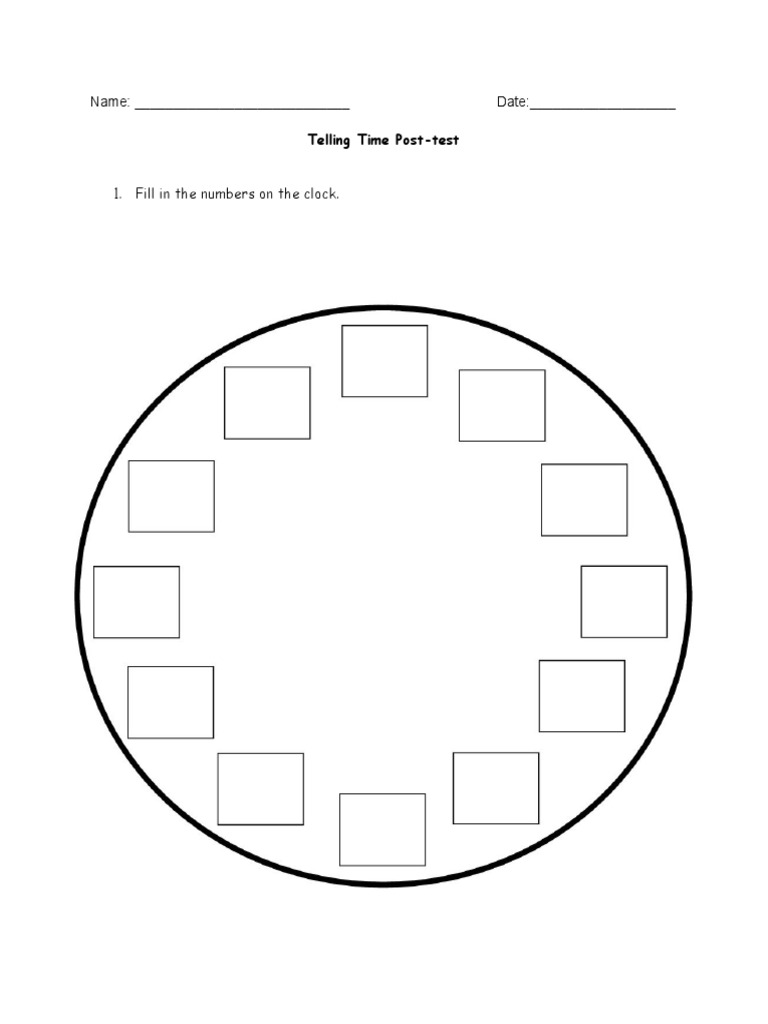 Telling Time Post-Test Worksheet | PDF | Teaching Methods & Materials