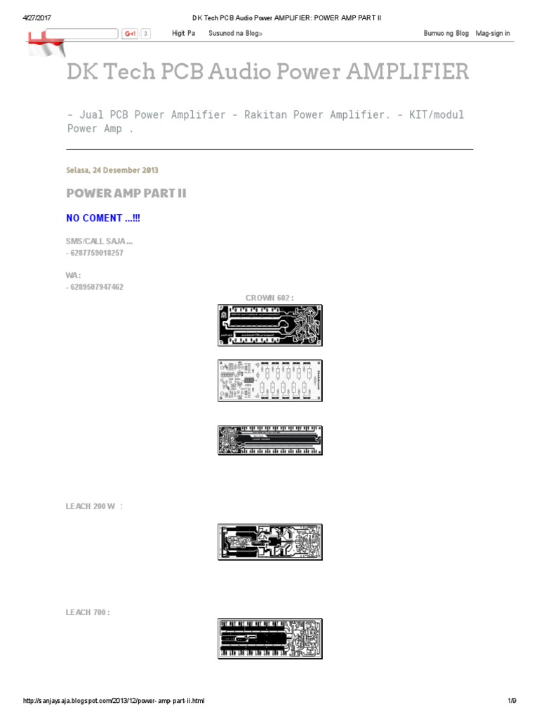 DK Tech PCB Audio Power Amplifier - Power Amp Part II | PDF