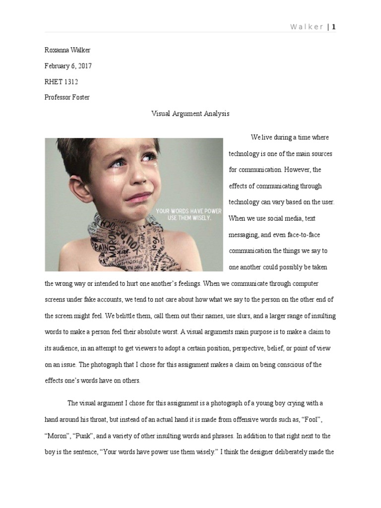 Visual Argument Analysis: Walker | PDF | Argument | Emotions