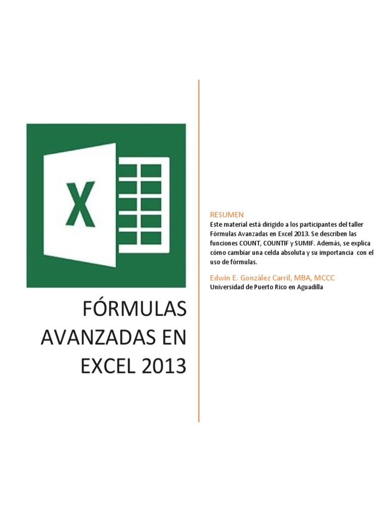 Excel 2013 Formulas Avanzadas | PDF | Fórmula | Microsoft Excel