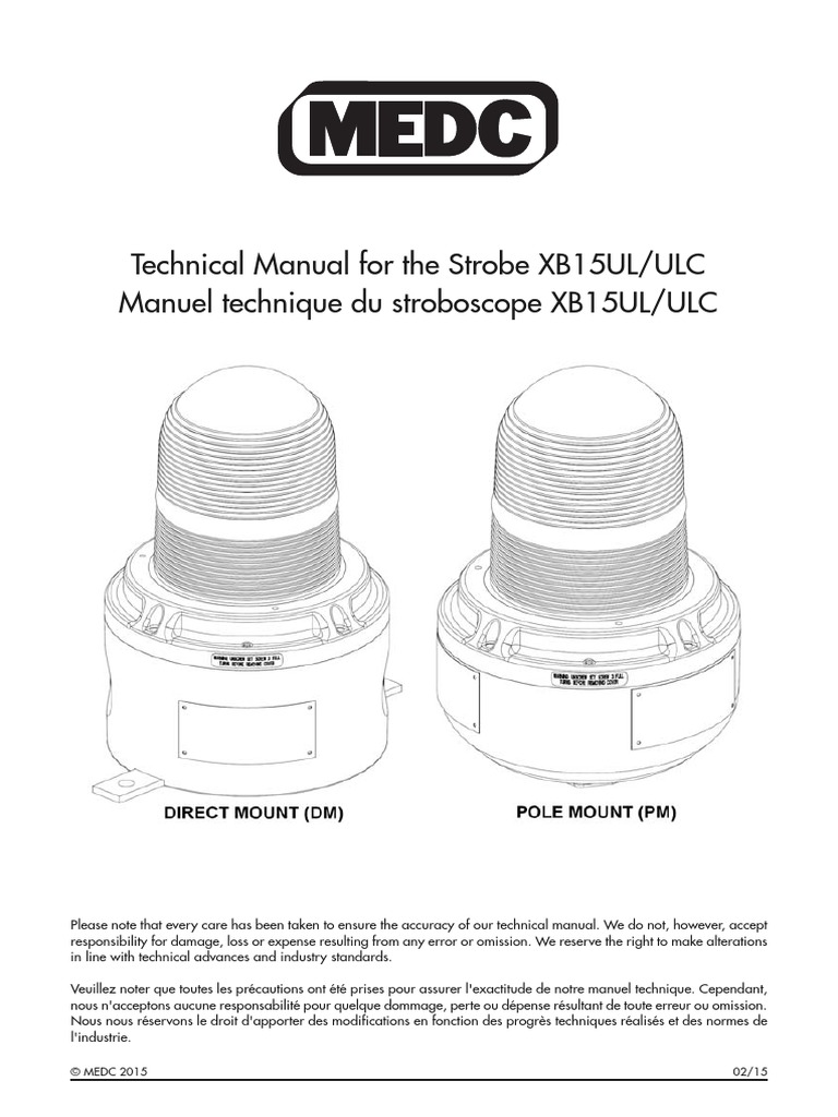 Technical Manual For The Strobe XB15UL/ULC Manuel Technique Du ...