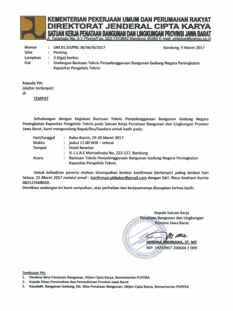 Surat Undangan Peserta BANTEK | PDF