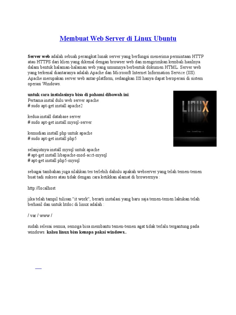 Membuat Web Server Di Linux Ubuntu | PDF