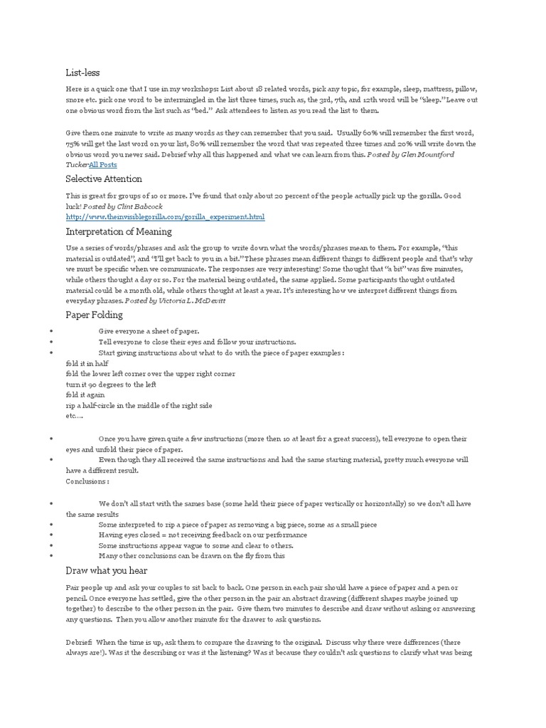 Communication Games | Download Free PDF | Classroom | Drawing