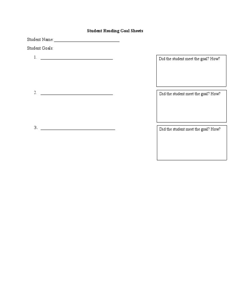 Student Reading Goal Sheets | PDF