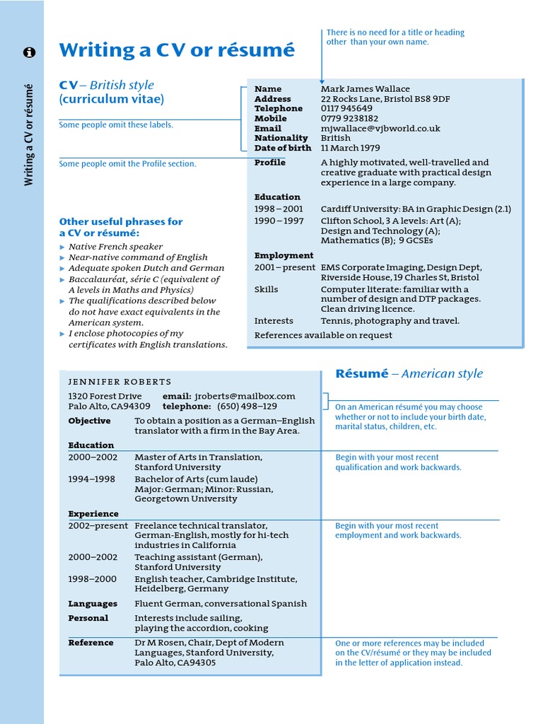 Writing A CV PDF | PDF | Résumé | Cognition