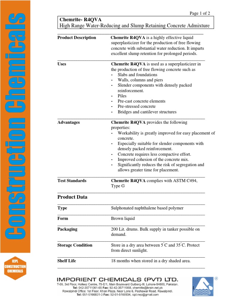 Chemrite R4QVA | PDF | Concrete | Chemical Substances