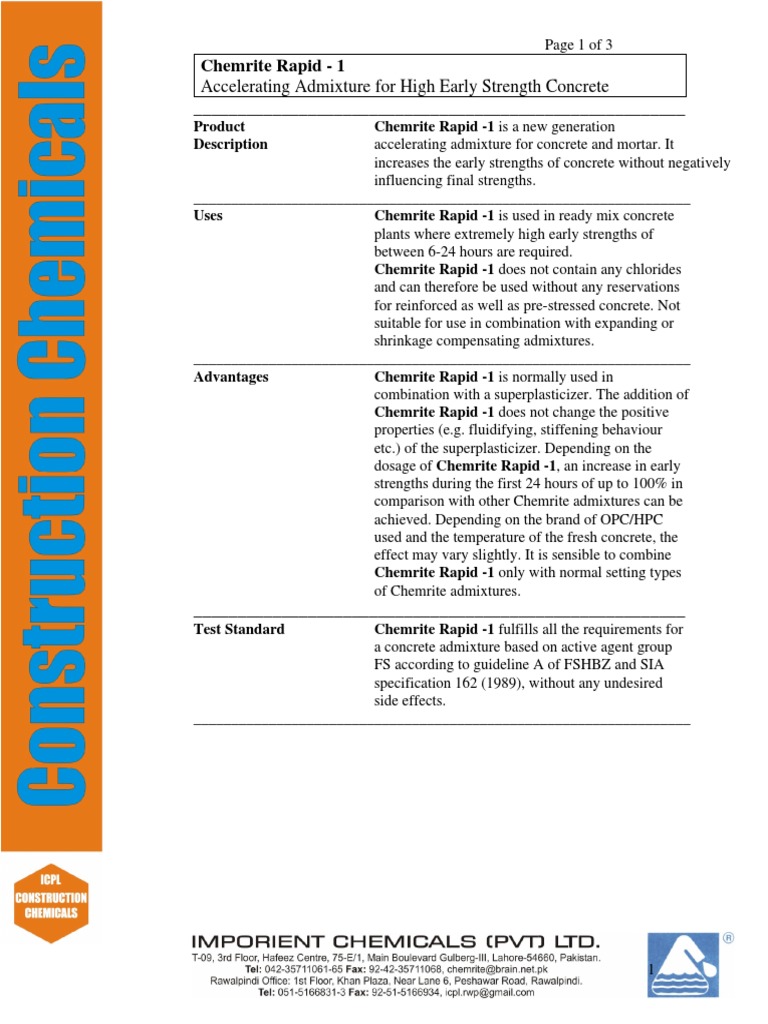 Chemrite Rapid - 1 | PDF | Concrete | Building Materials