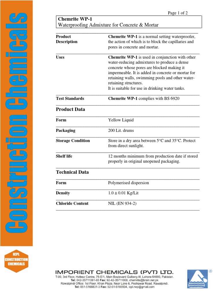 Chemrite WP - 1 | PDF | Technology & Engineering