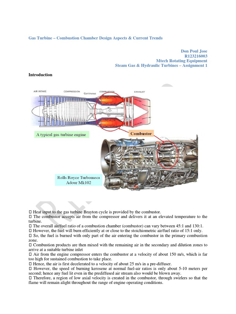 Gas Turbine Combustion Chamber Design Aspects & Current Trends ...