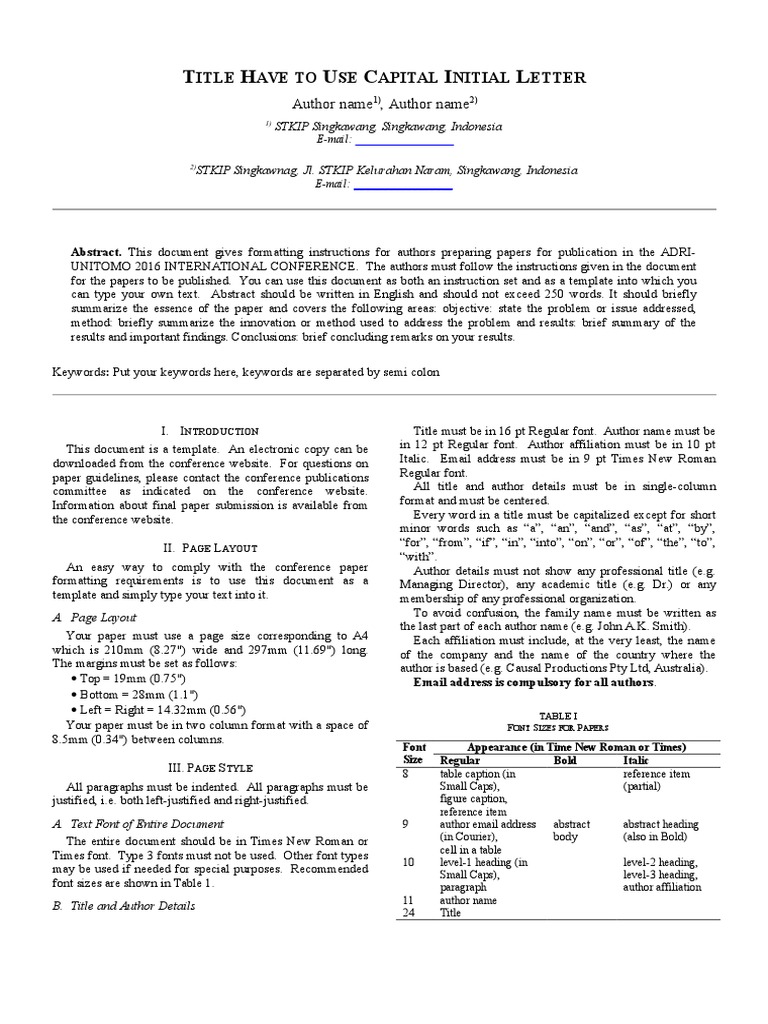 Full Paper Template ADRI | PDF | Typefaces | Times New Roman