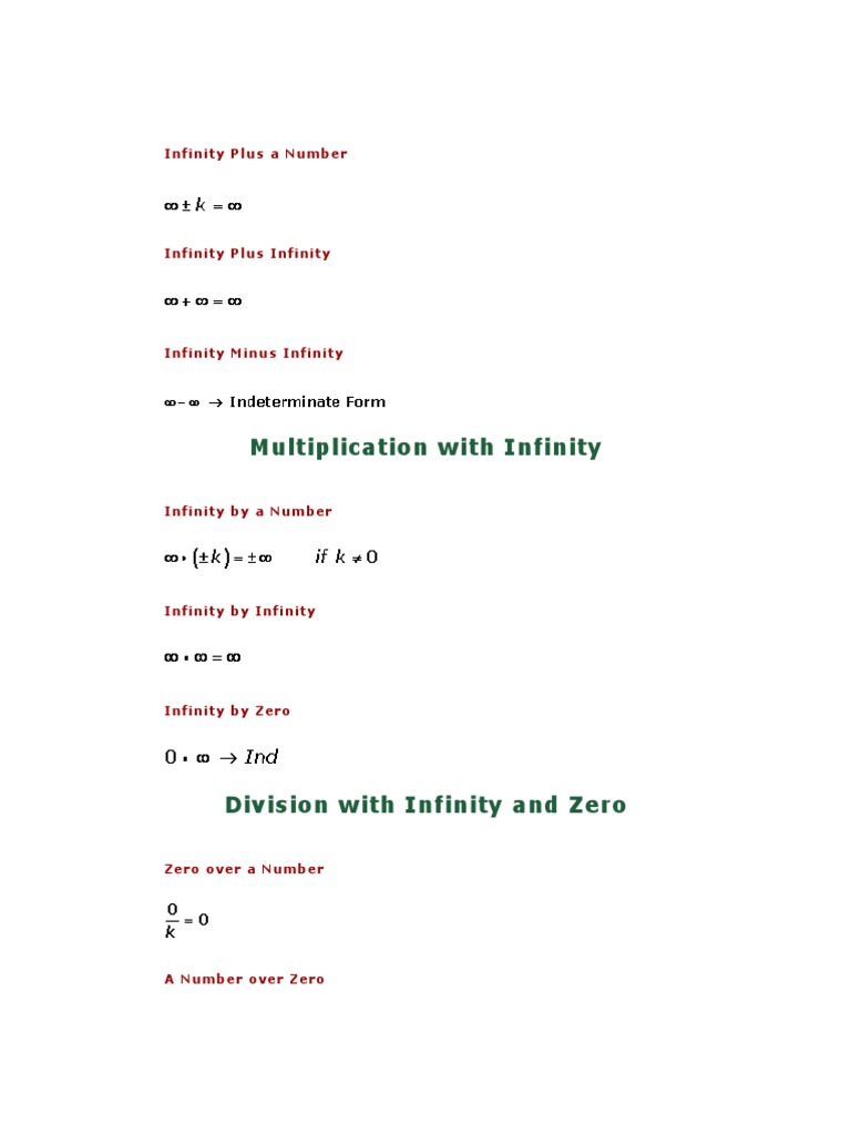 Multiplication With Infinity: Infinity Plus A Number | PDF