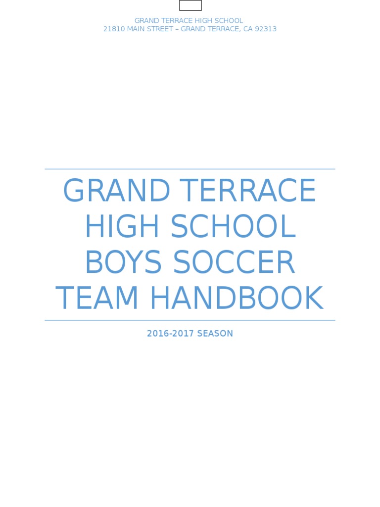 Grand Terrace High School Boys Soccer Team Handbook 2016-2017 | PDF ...