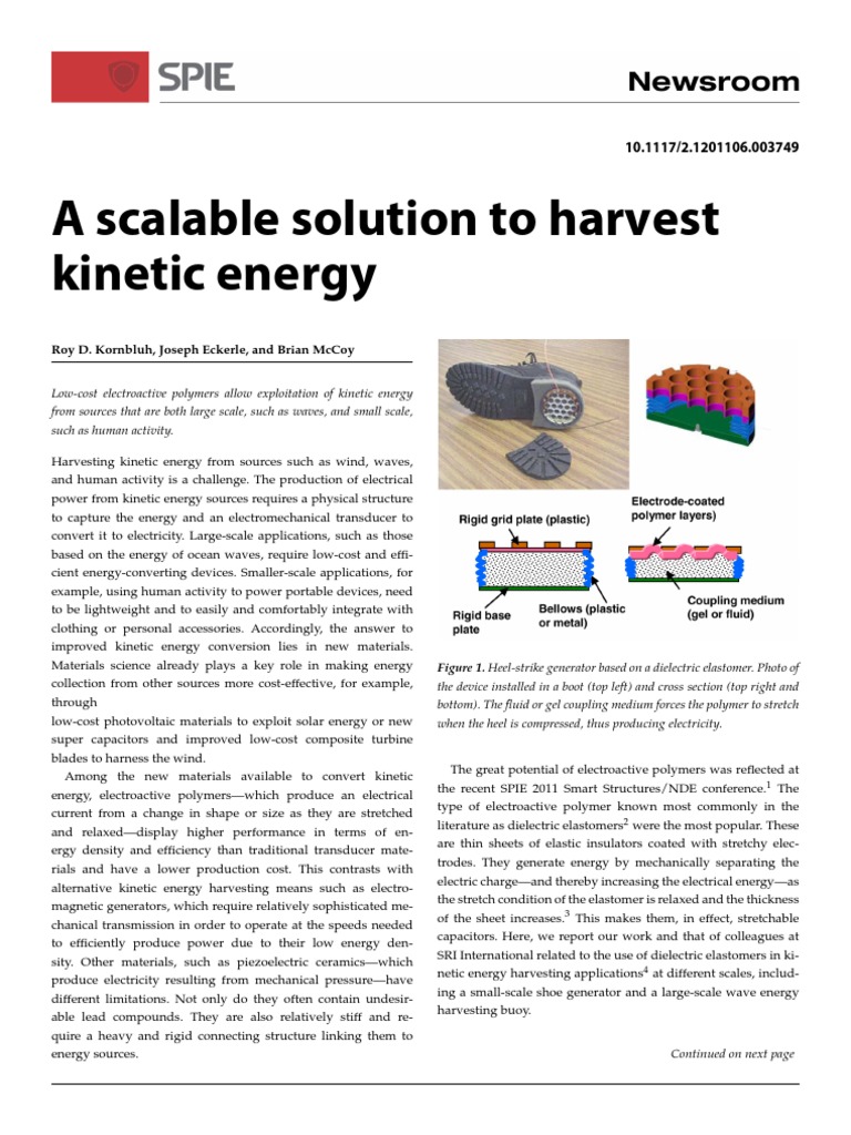 A Scalable Solution To Harvest Kinetic Energy: Roy D. Kornbluh, Joseph ...