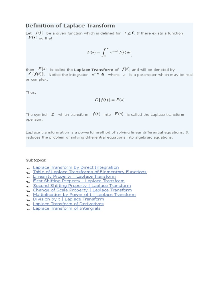 The Laplace Transform | Download Free PDF | Laplace Transform | Equations