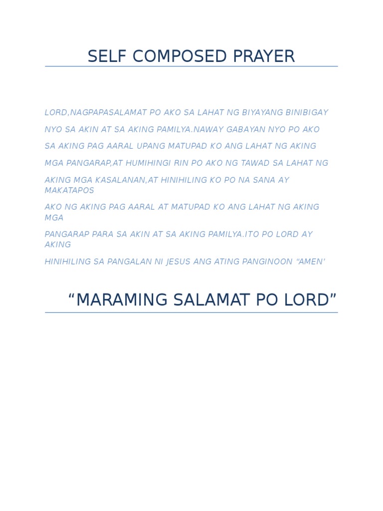 Self Composed Prayer | PDF