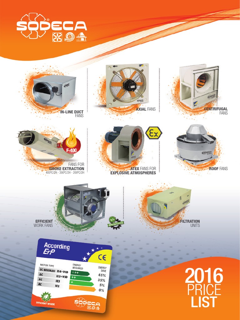 Sodeca Veleprodajni Cenik 2016 | PDF | Mechanical Fan | Duct (Flow)