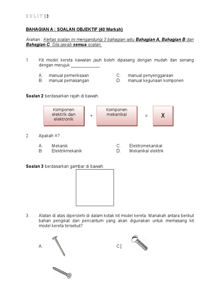 Soalan RBT Tahun 6 - PPT 2016 | PDF