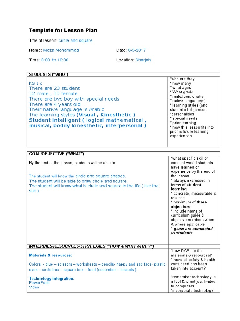 Template For Lesson Plan2 | Download Free PDF | Epistemology | Pedagogy