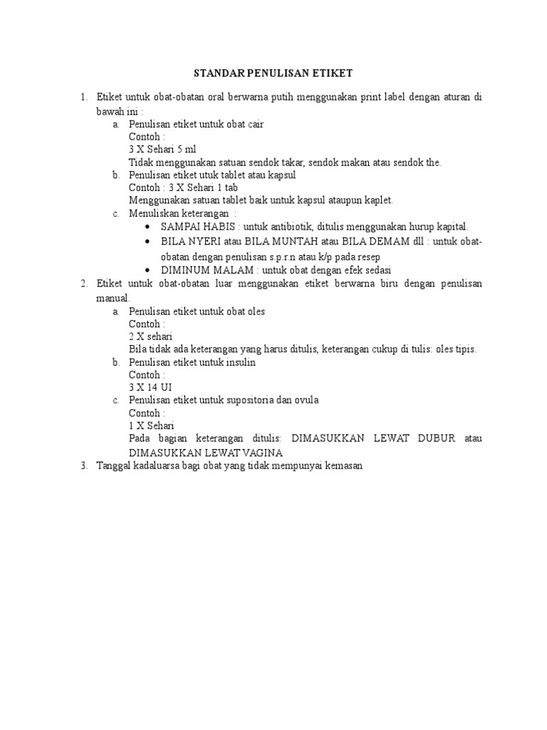 Standar Penulisan Etiket | PDF