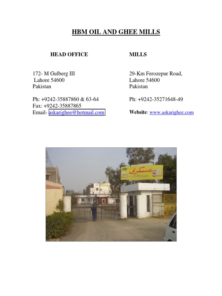 Askari Ghee Mills Profile | PDF | Industries | Business