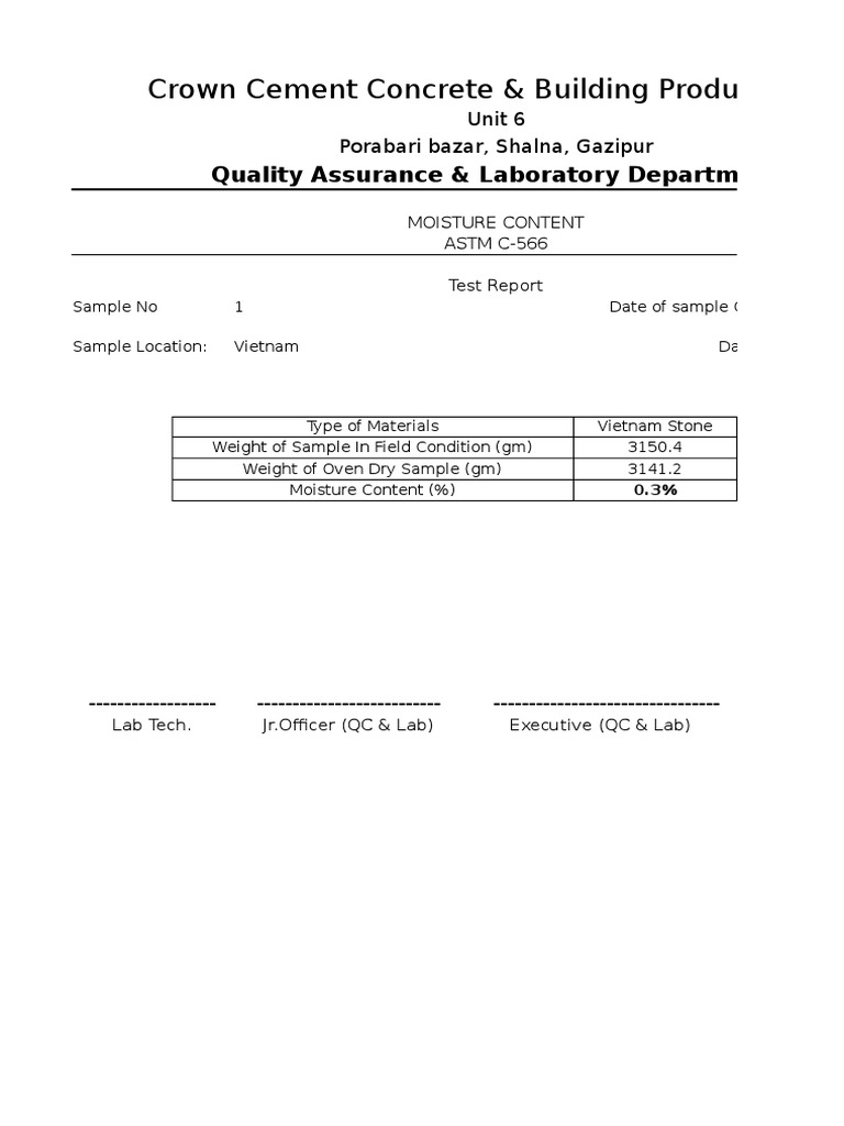 Moisture Content - Astm C-566 | PDF