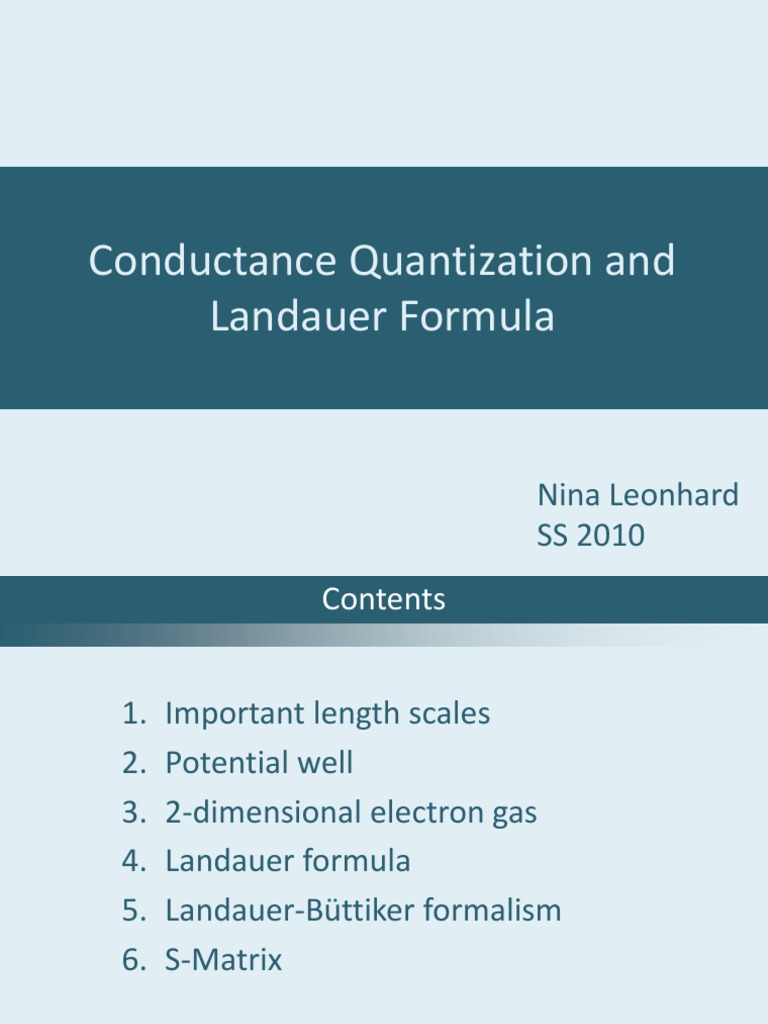 Conductance Quantization Overview | PDF | Quantum Mechanics | Physical ...