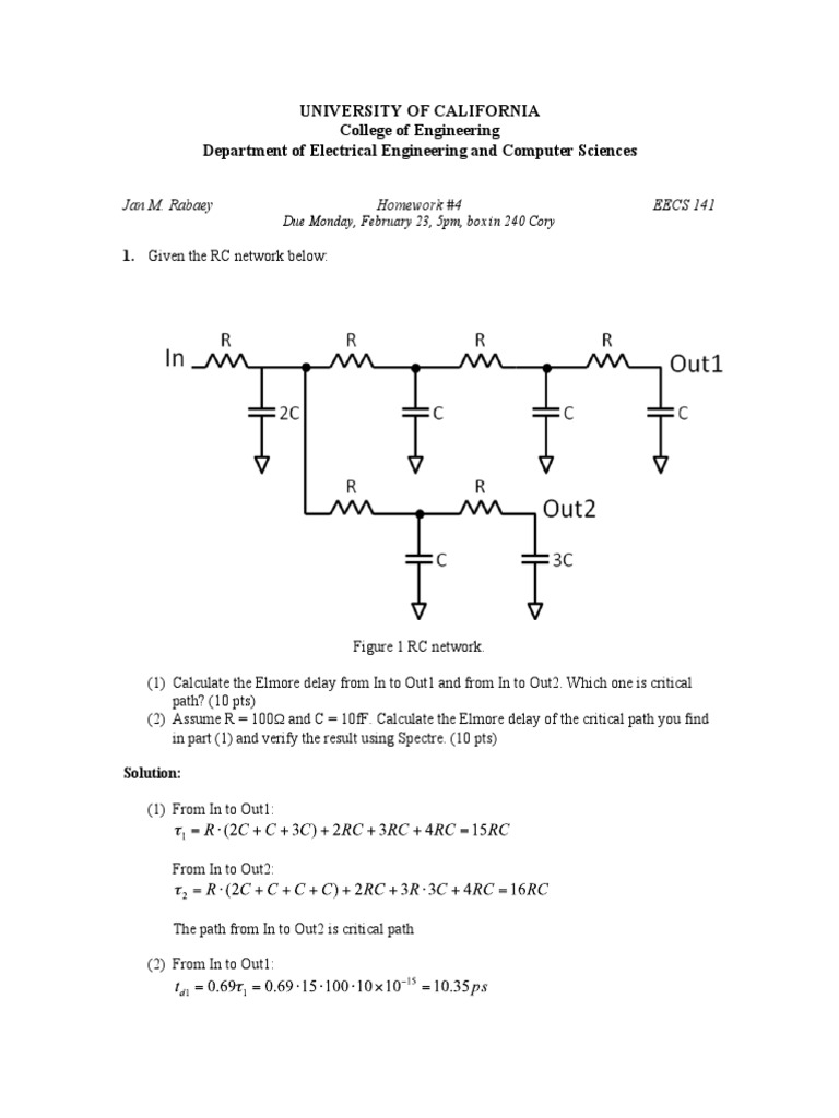 Elmore Delay Calculations in VLSI | PDF