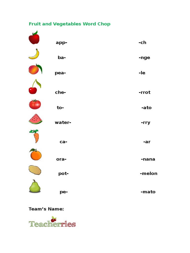 Fruit and Veggie Word Puzzle | PDF