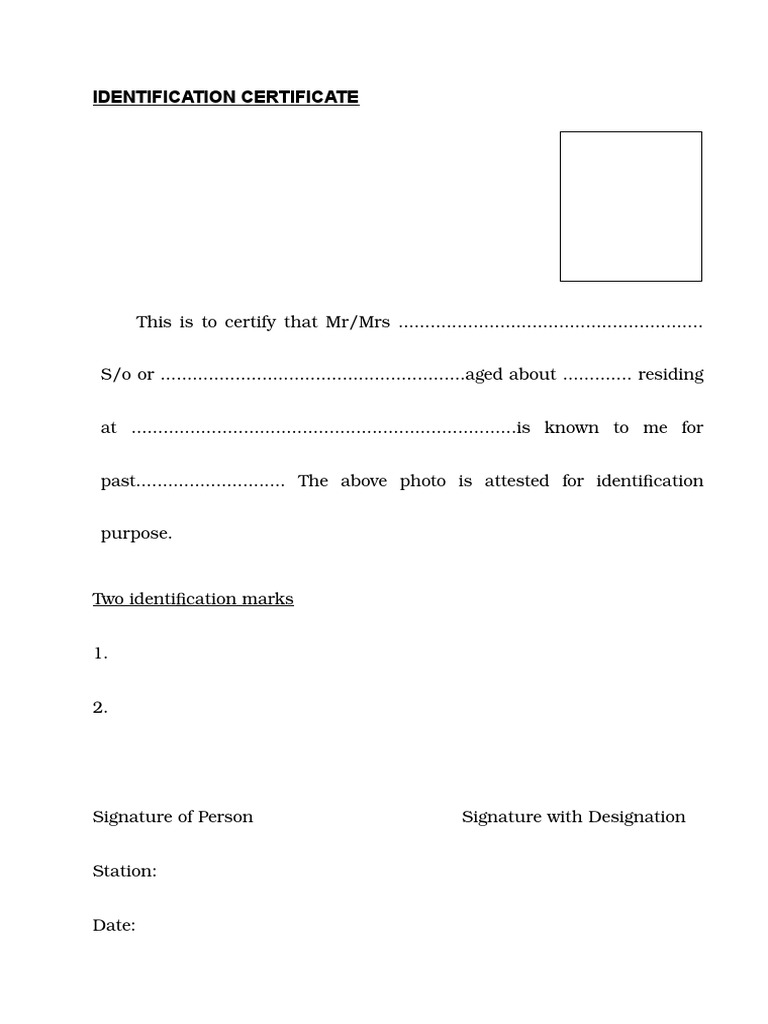 Identification Certificate | PDF