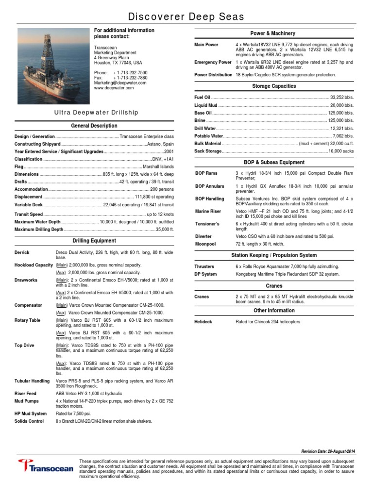 Discoverer Deep Seas | PDF | Energy And Resource | Transport