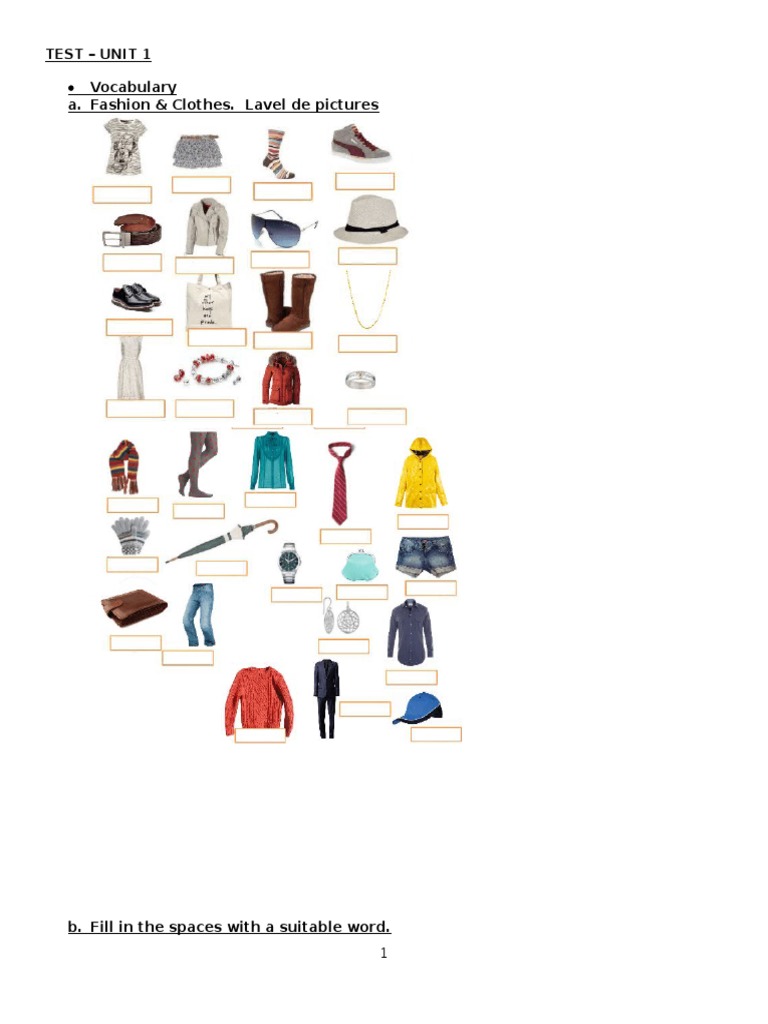Test Unit 1 Fashion & Clothes | PDF | Suit (Clothing) | Jeans