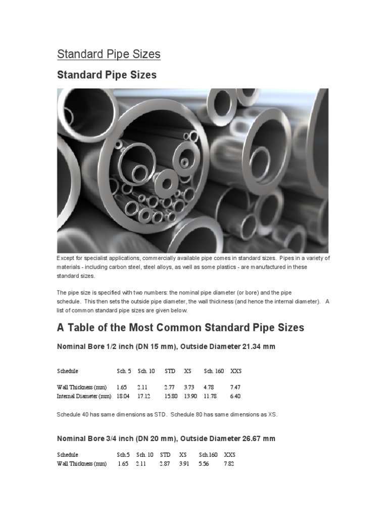 Pipe Sizes PDF | PDF | Pipe (Fluid Conveyance) | Industries