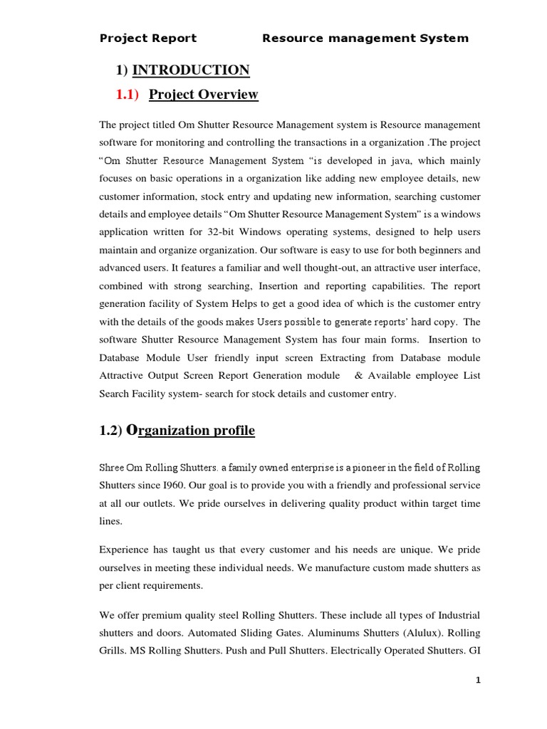 Om Shutter Report Pages | PDF | Feasibility Study | Input/Output